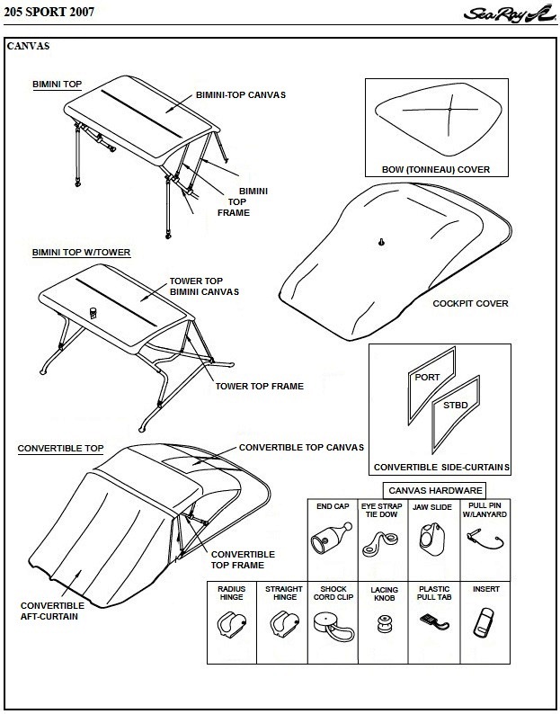 Sea Ray® 205 Sport Cockpit-Cover-OEM-G1™ Factory Snap-On COCKPIT-COVER ...