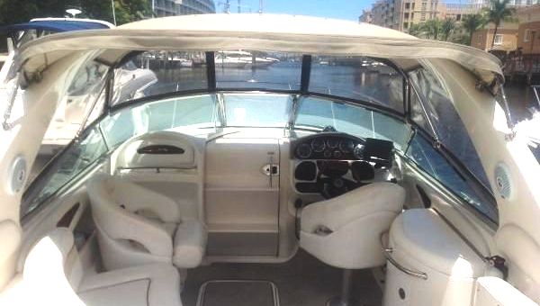 Sea Ray® 290-Sun-Sport-Arch, 2001: Bimini-Top Visor Side-Curtains ...