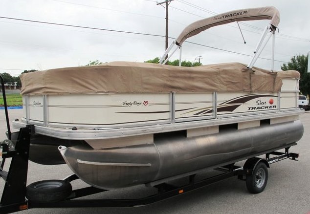Tracker Sun-Tracker-Party-Barge-18, 2006: Aft-Bimini-Top-in-Boot Aft ...